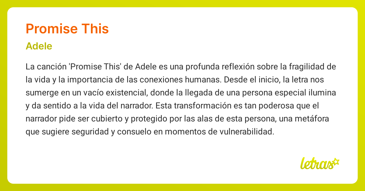 Significado de la canción PROMISE THIS (Adele) - LETRAS.COM
