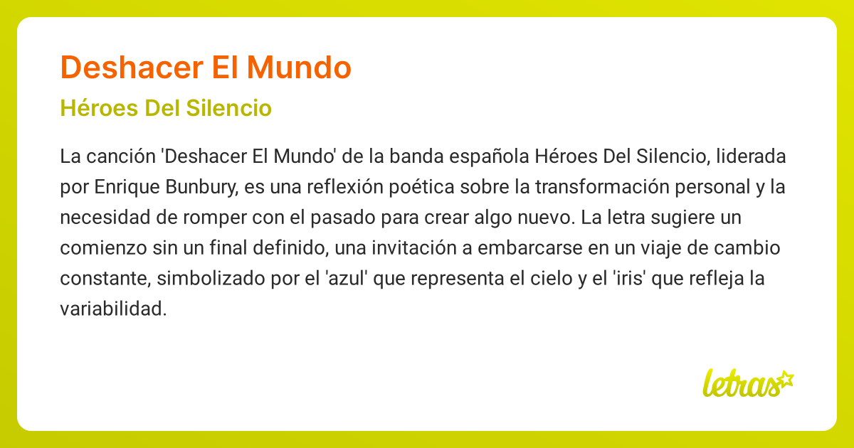 Significado de la canción DESHACER EL MUNDO (Héroes Del Silencio ...