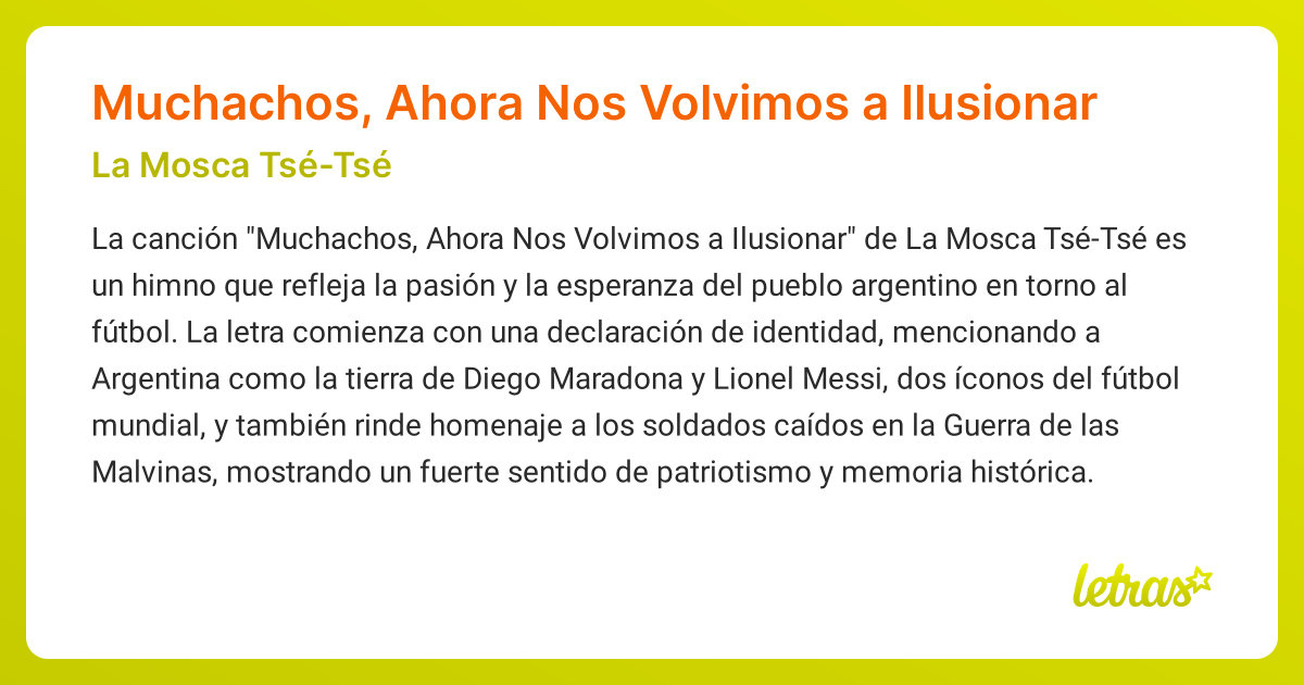 Significado de la canción Muchachos, Ahora Nos Volvimos a Ilusionar (La ...