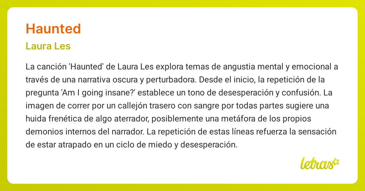 Significado de la canción HAUNTED (Laura Les) - LETRAS.COM