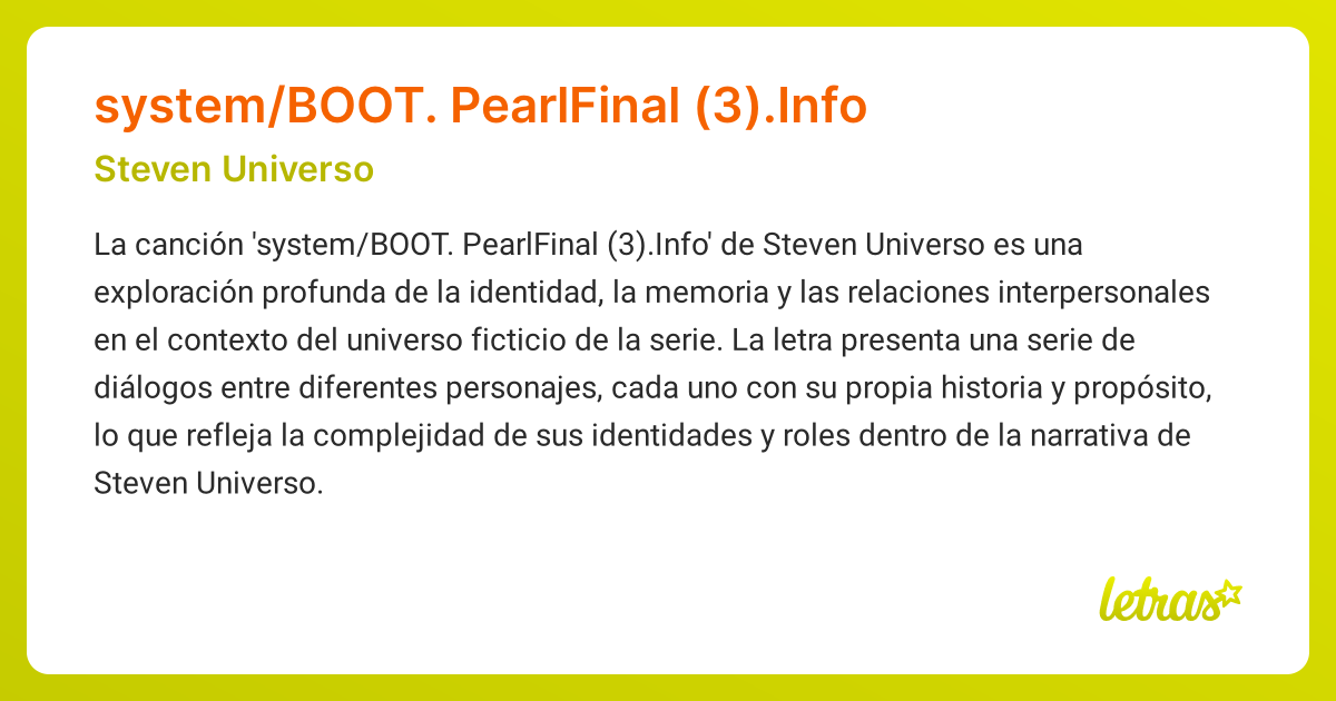 Significado de la canción system/BOOT. PearlFinal (3).Info (Steven ...