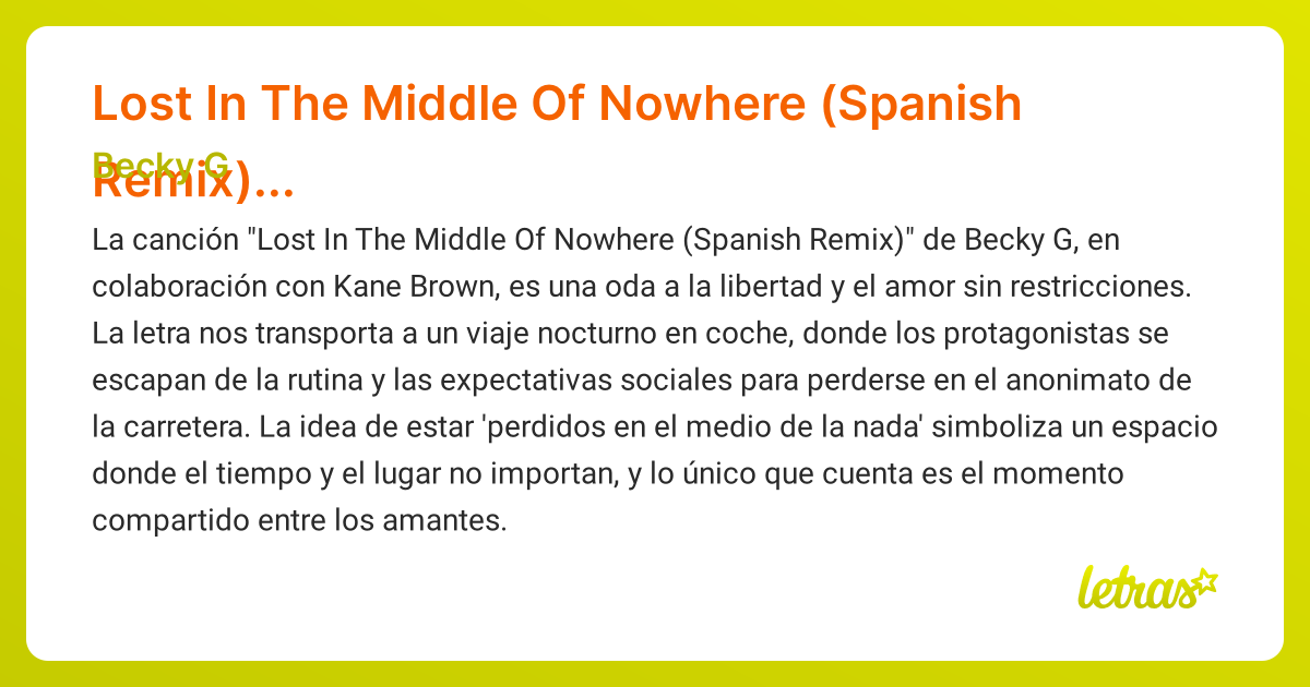 Significado de la canción Lost In The Middle Of Nowhere (Spanish Remix ...