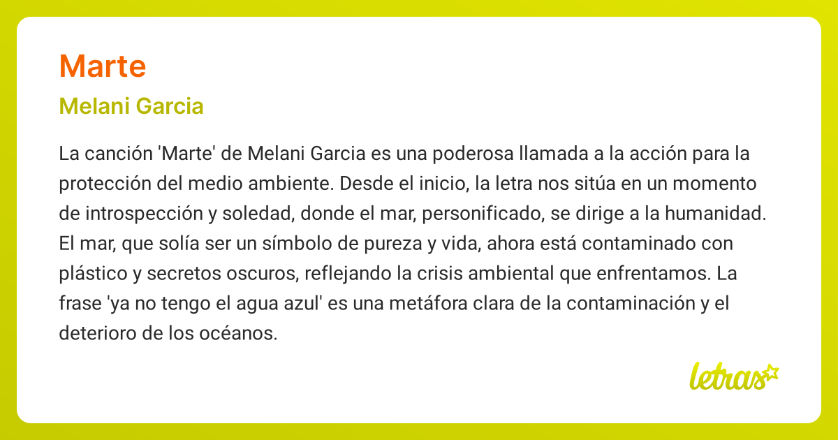 Significado de la canción MARTE (Melani Garcia) - LETRAS.COM
