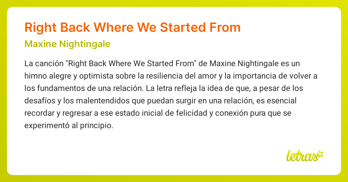 Significado de la canción Right Back Where We Started From (Maxine ...