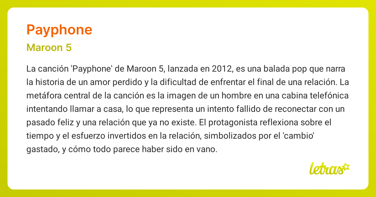 Significado de la canción PAYPHONE (Maroon 5) - LETRAS.COM