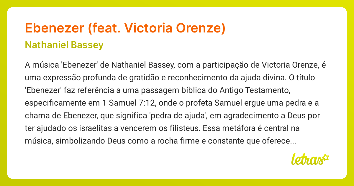 Significado da música Ebenezer (feat. Victoria Orenze) (Nathaniel ...
