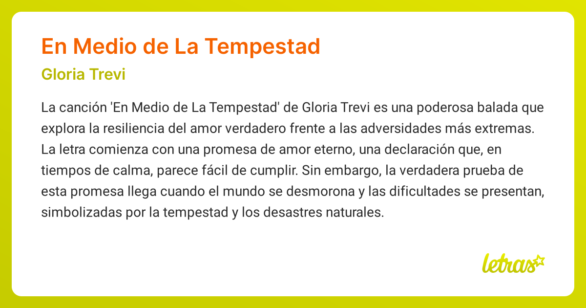 Significado de la canción EN MEDIO DE LA TEMPESTAD (Gloria Trevi ...