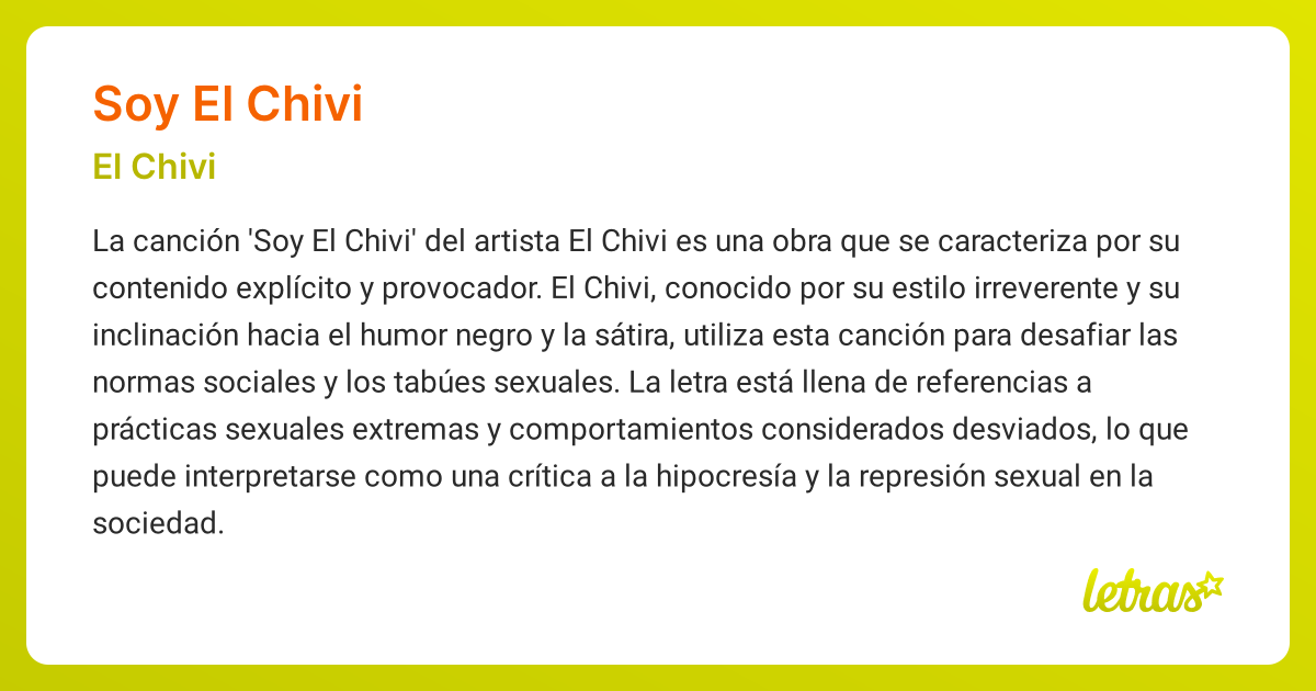 Significado de la canción SOY EL CHIVI (El Chivi) - LETRAS.COM