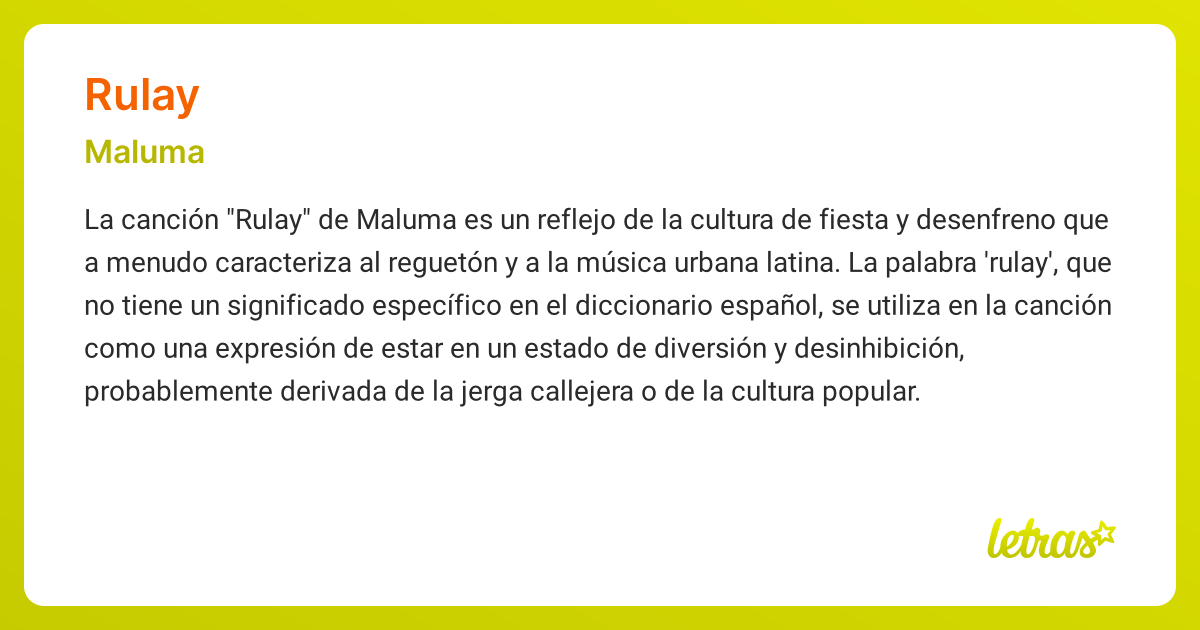 Significado de la canción RULAY (Maluma) - LETRAS.COM