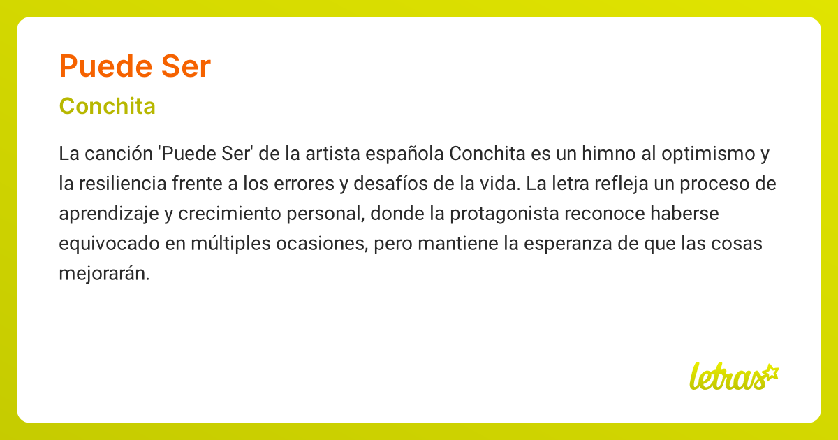 Significado de la canción PUEDE SER (Conchita) - LETRAS.COM