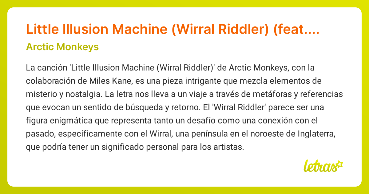Significado de la canción Little Illusion Machine (Wirral Riddler ...