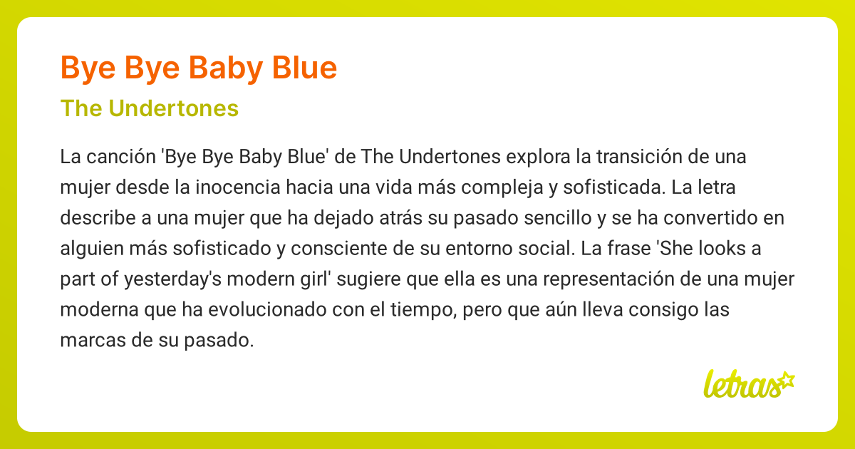 Significado de la canción BYE BYE BABY BLUE (The Undertones) - LETRAS.COM