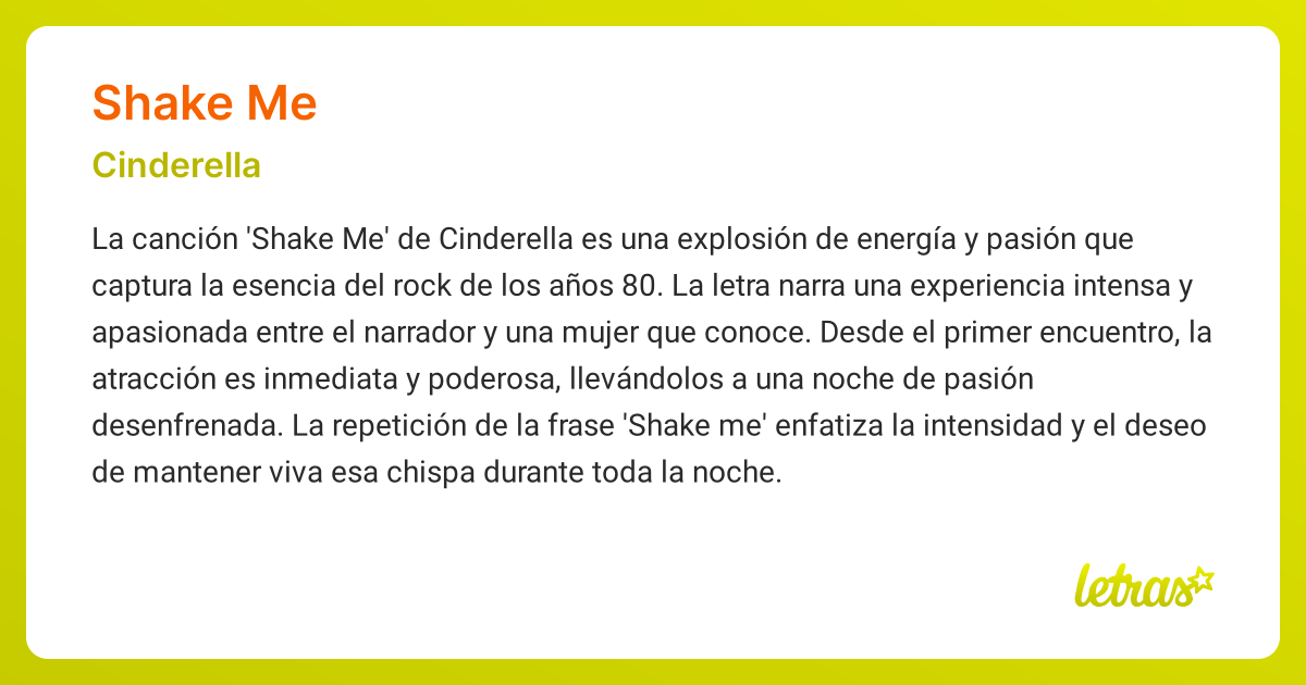 Significado de la canción SHAKE ME (Cinderella) - LETRAS.COM
