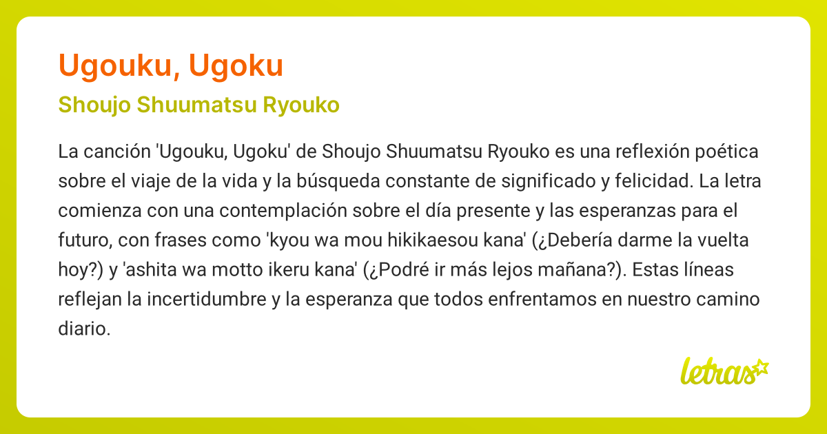 Significado de la canción UGOUKU, UGOKU (Shoujo Shuumatsu Ryouko ...