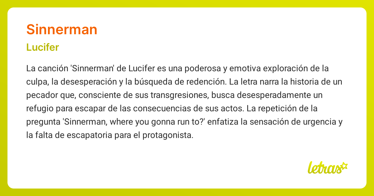 Significado de la canción SINNERMAN (Lucifer) - LETRAS.COM