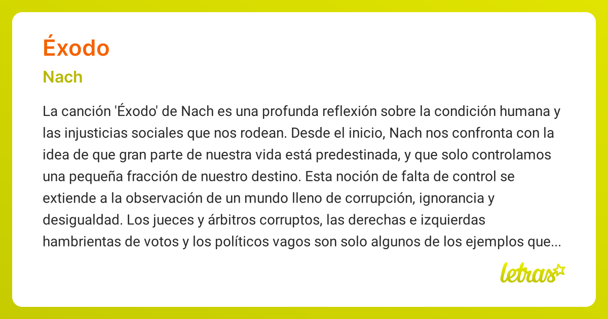 Significado de la canción ÉXODO (Nach) - LETRAS.COM