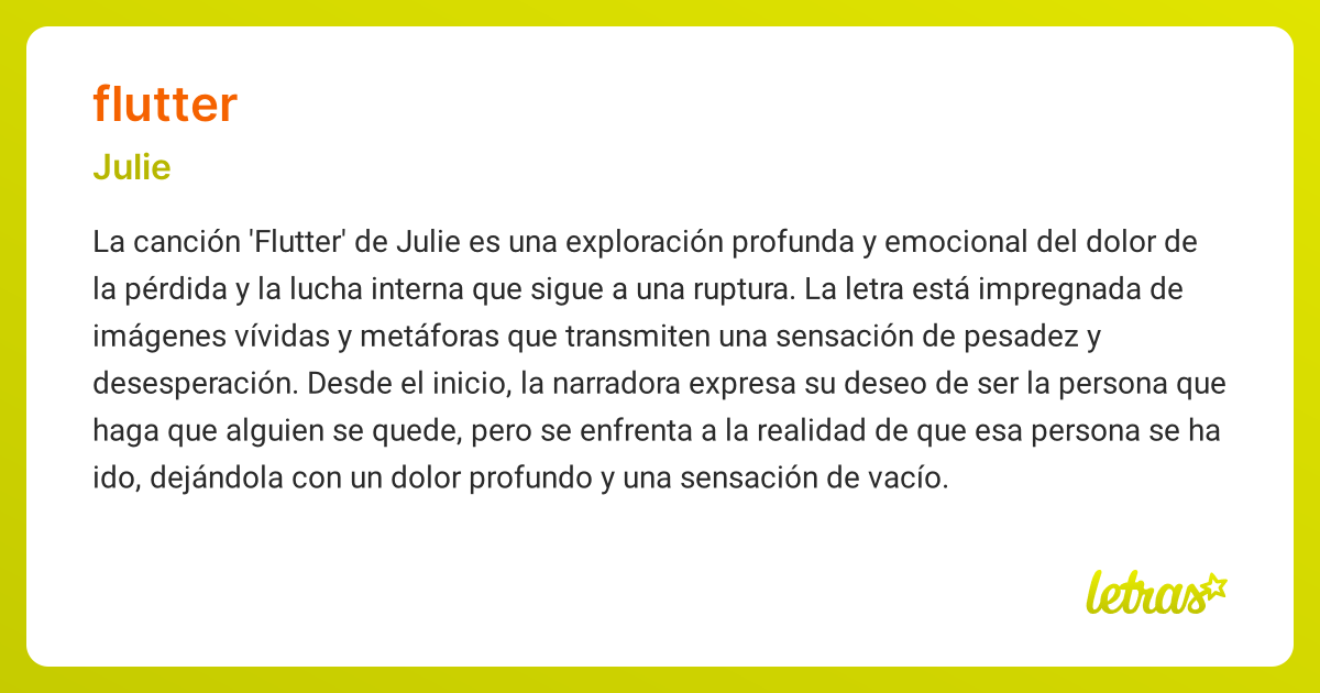 Significado de la canción FLUTTER (Julie) - LETRAS.COM