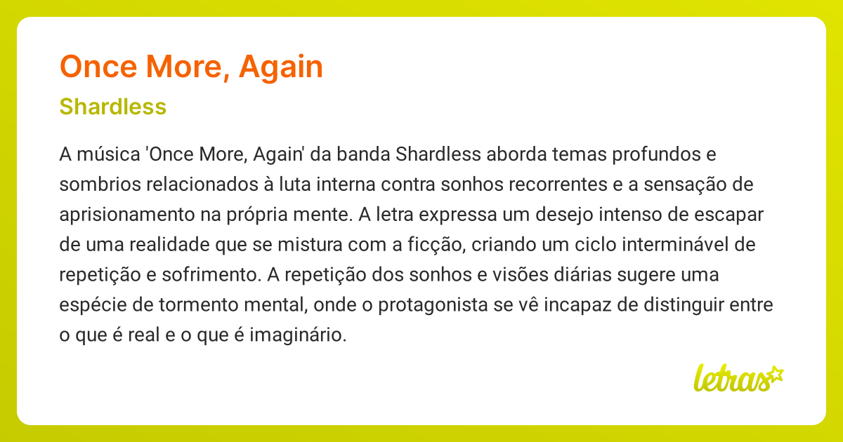 Significado da música ONCE MORE, AGAIN (Shardless) - LETRAS.MUS.BR
