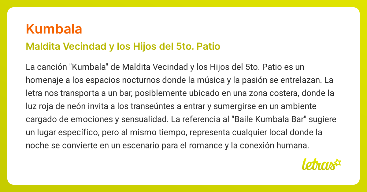 Significado de la canción KUMBALA (Maldita Vecindad y los Hijos del 5to ...