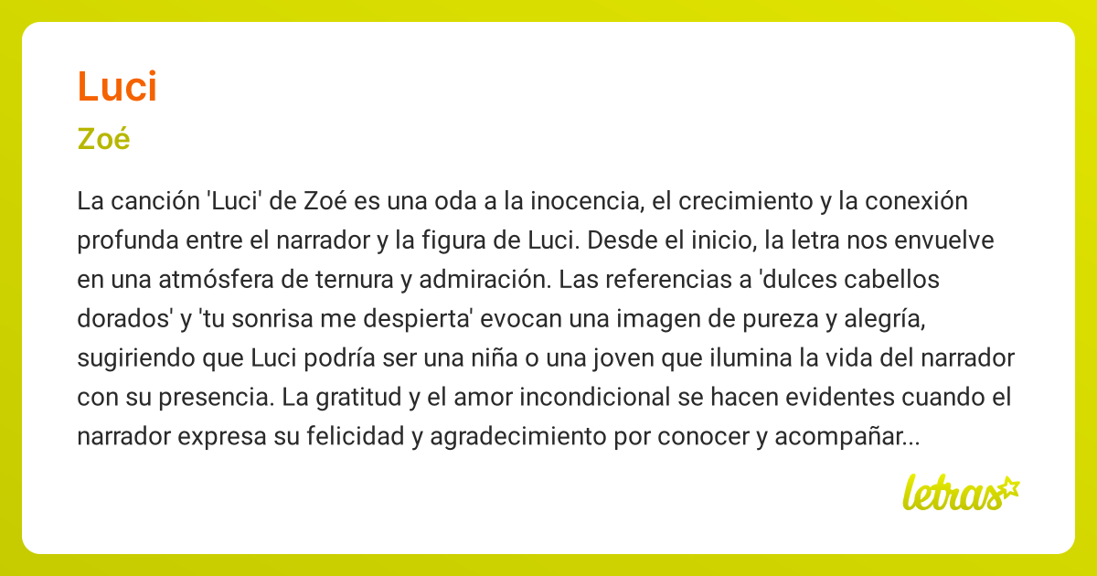 Significado de la canción LUCI (Zoé) - LETRAS.COM