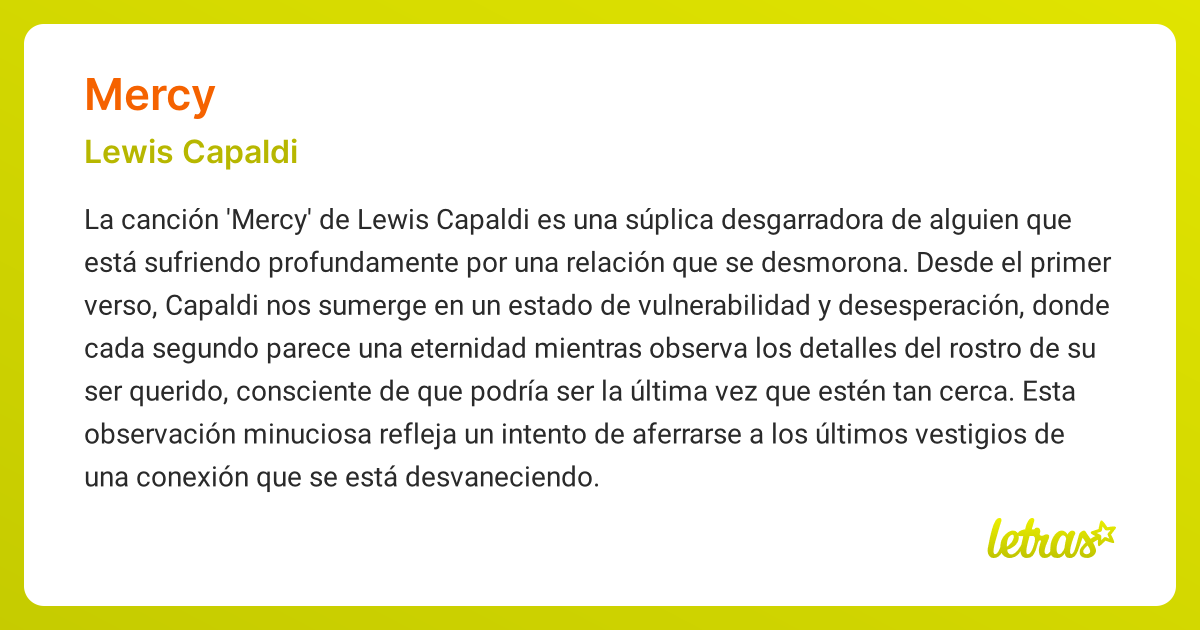 Significado de la canción MERCY (Lewis Capaldi) - LETRAS.COM