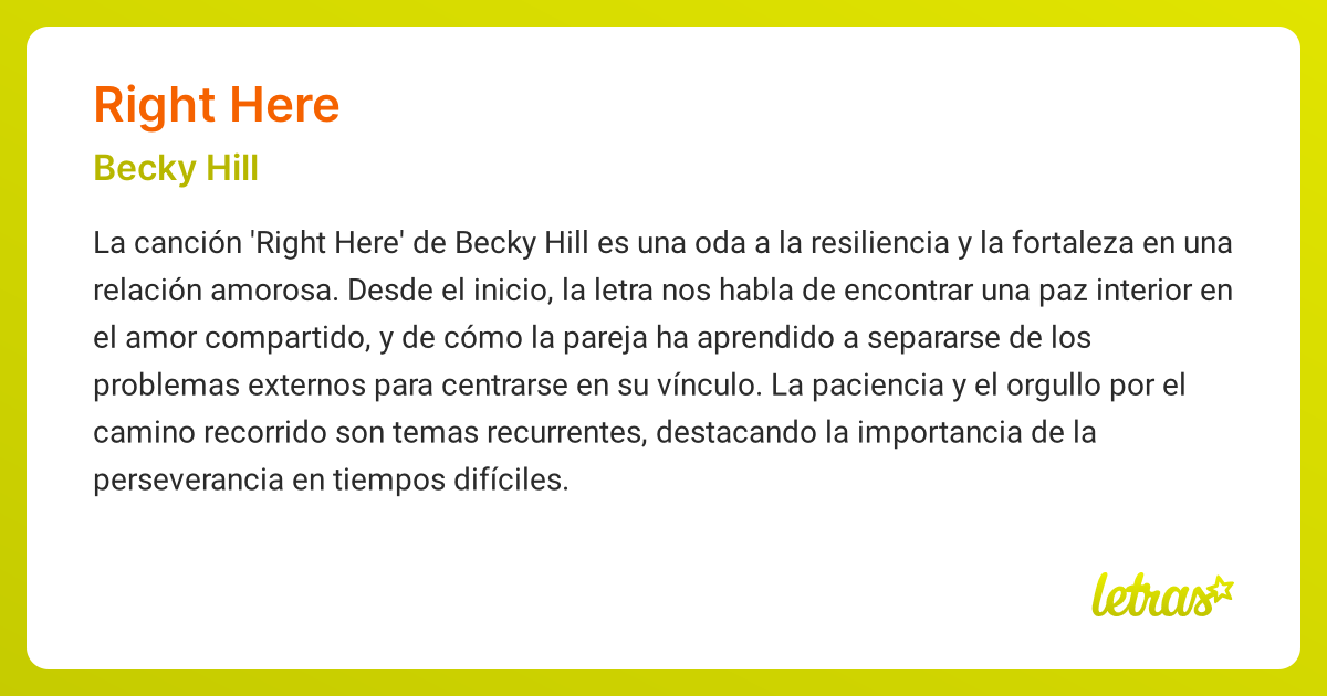 Significado de la canción RIGHT HERE (Becky Hill) - LETRAS.COM