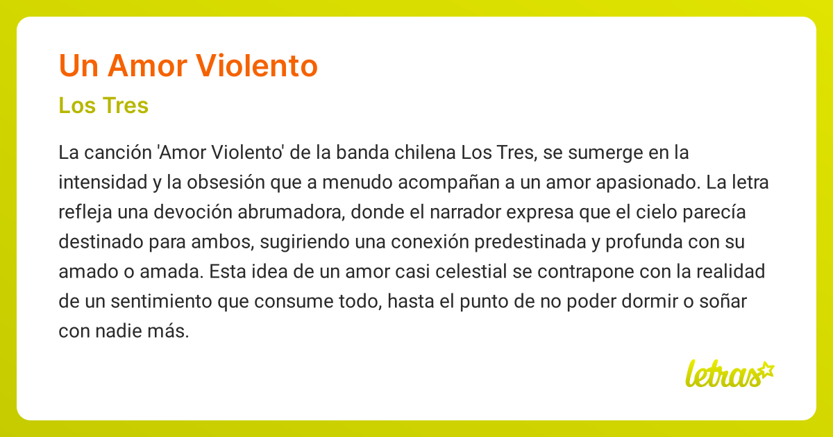 Significado de la canción AMOR VIOLENTO (Los Tres) - LETRAS.COM