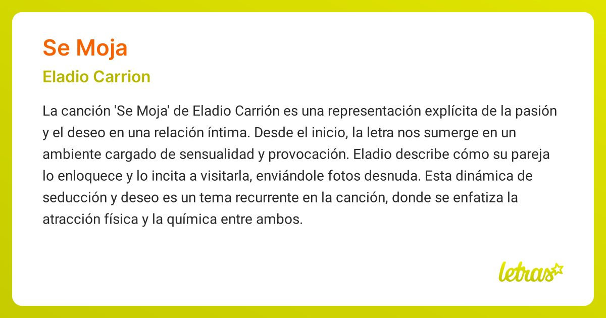 Significado de la canción SE MOJA (Eladio Carrion) - LETRAS.COM