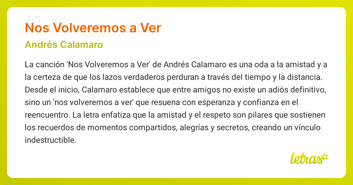 Significado de la canción NOS VOLVEREMOS A VER (Andrés Calamaro ...