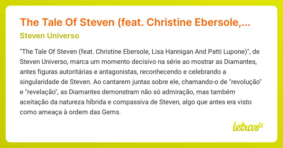 Significado da música The Tale Of Steven (feat. Christine Ebersole ...