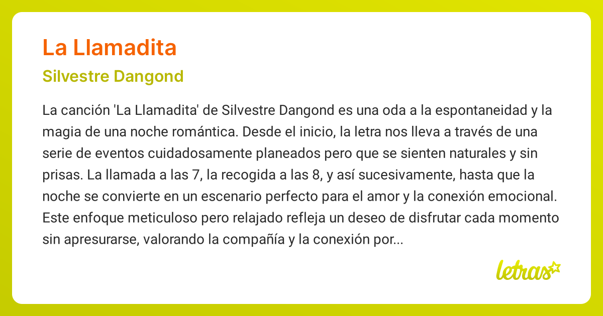 Significado de la canción LA LLAMADITA (Silvestre Dangond) - LETRAS.COM