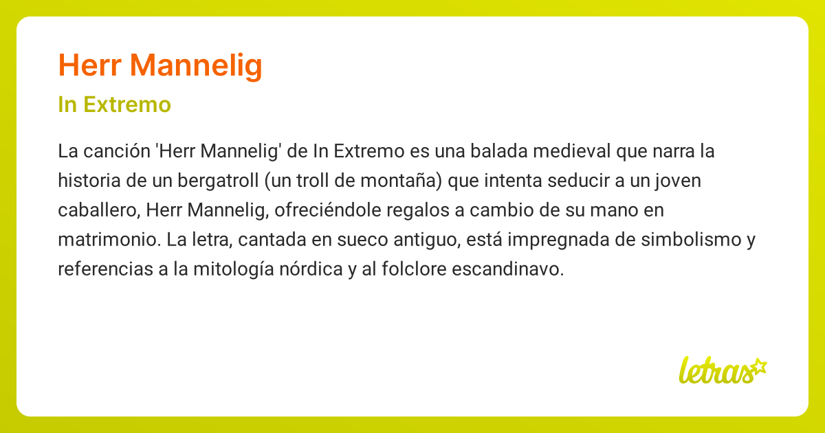 Significado de la canción HERR MANNELIG (In Extremo) - LETRAS.COM