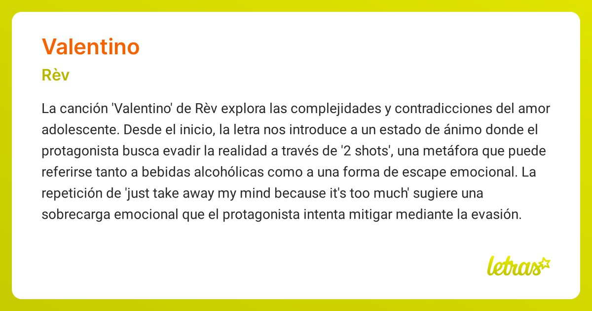 Significado de la canción VALENTINO (Rèv) - LETRAS.COM