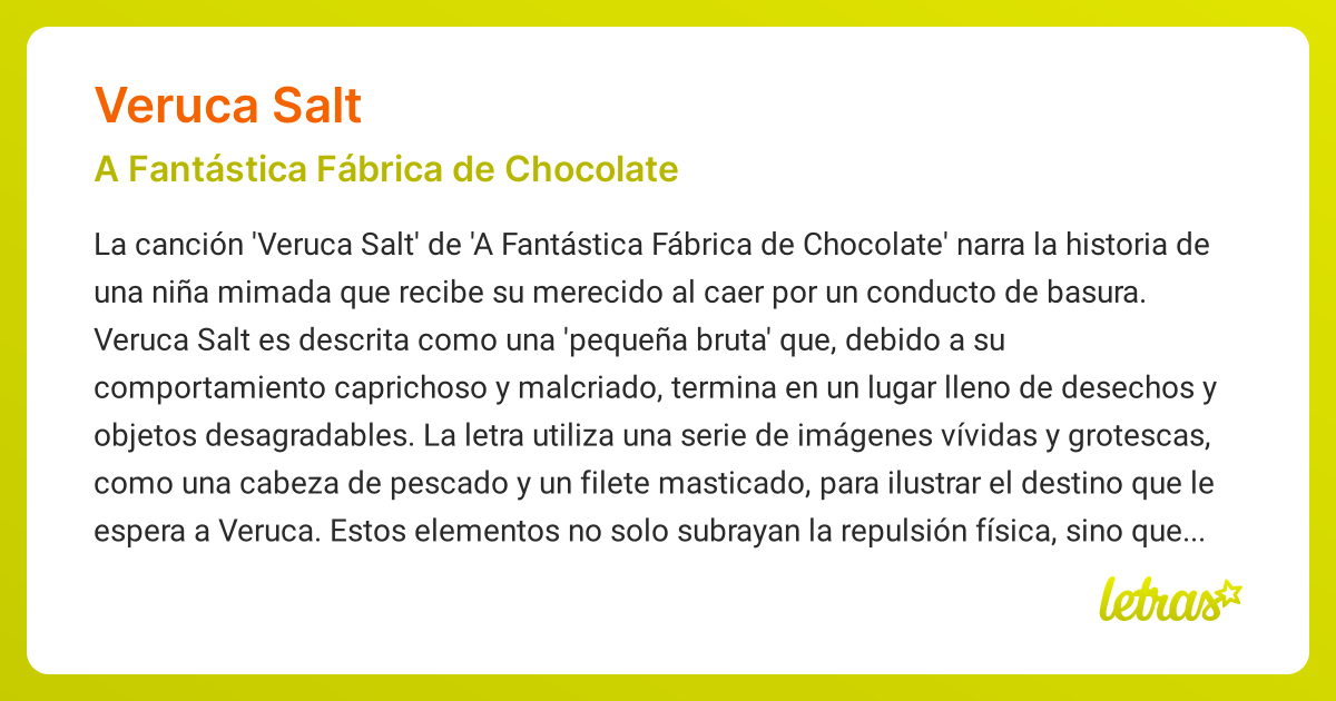 Significado de la canción VERUCA SALT (A Fantástica Fábrica de ...