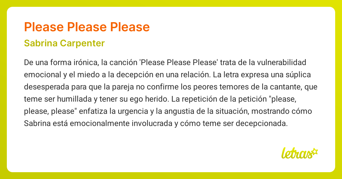 Significado de la canción PLEASE PLEASE PLEASE (Sabrina Carpenter ...