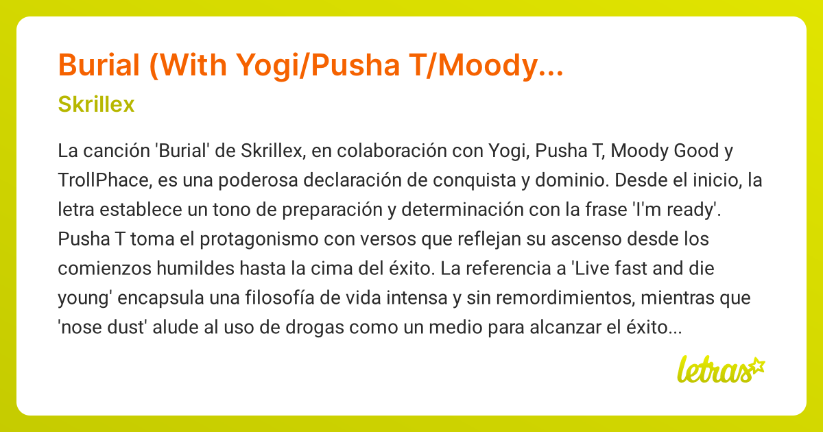 Significado de la canción Burial (With Yogi/Pusha T/Moody Good ...