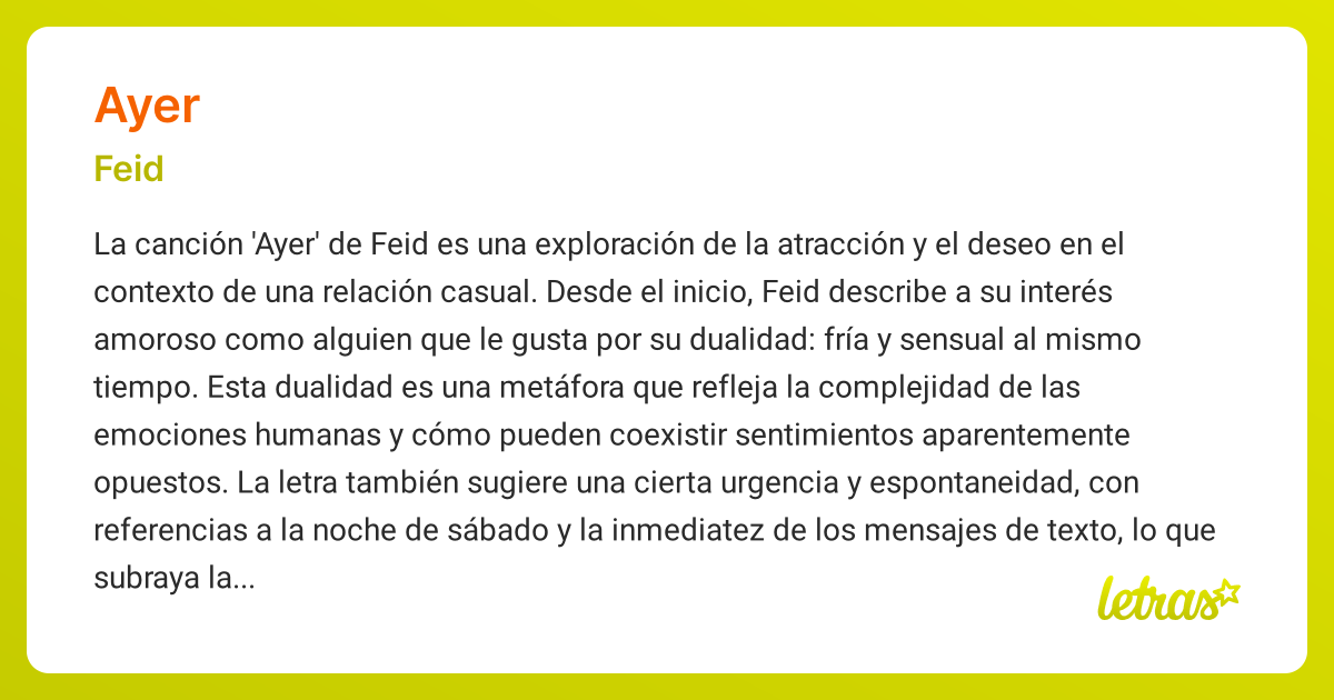 Significado de la canción AYER (Feid) - LETRAS.COM