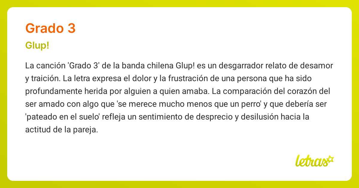 Significado de la canción GRADO 3 (Glup!) - LETRAS.COM