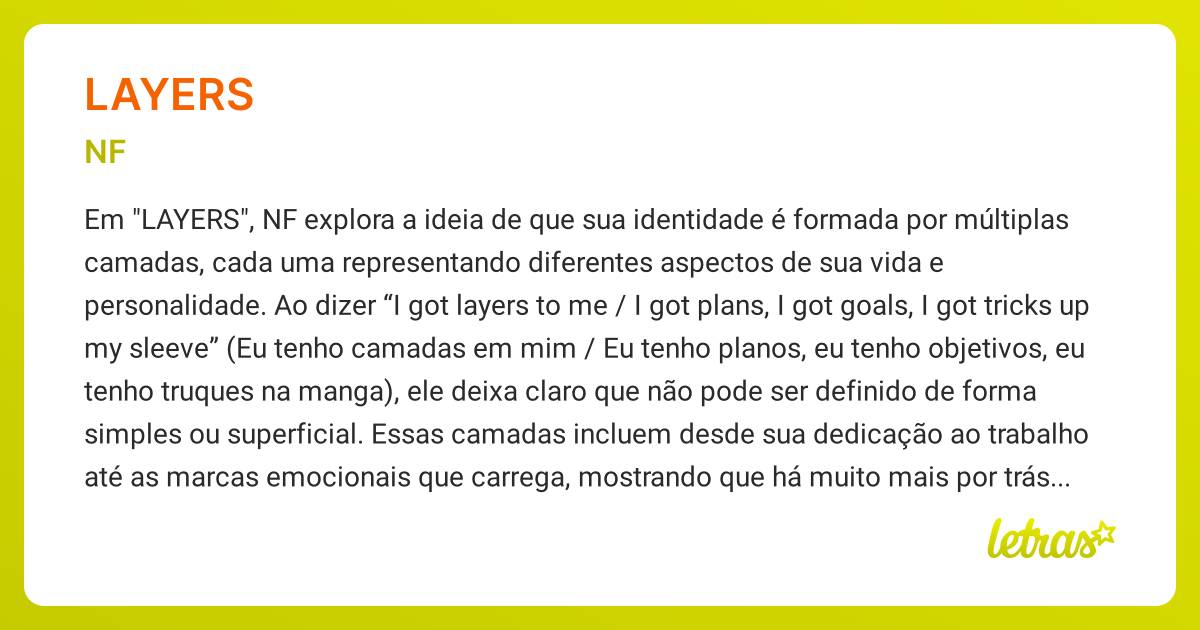Significado da música LAYERS (NF) - LETRAS.MUS.BR