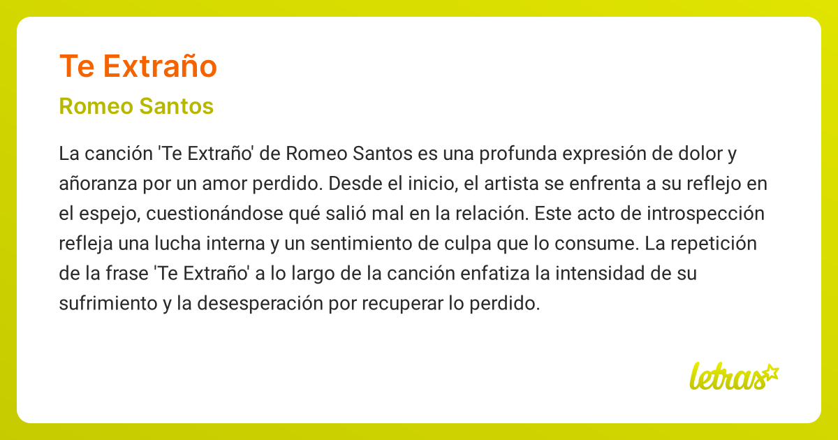Significado de la canción TE EXTRAÑO (Romeo Santos) - LETRAS.COM