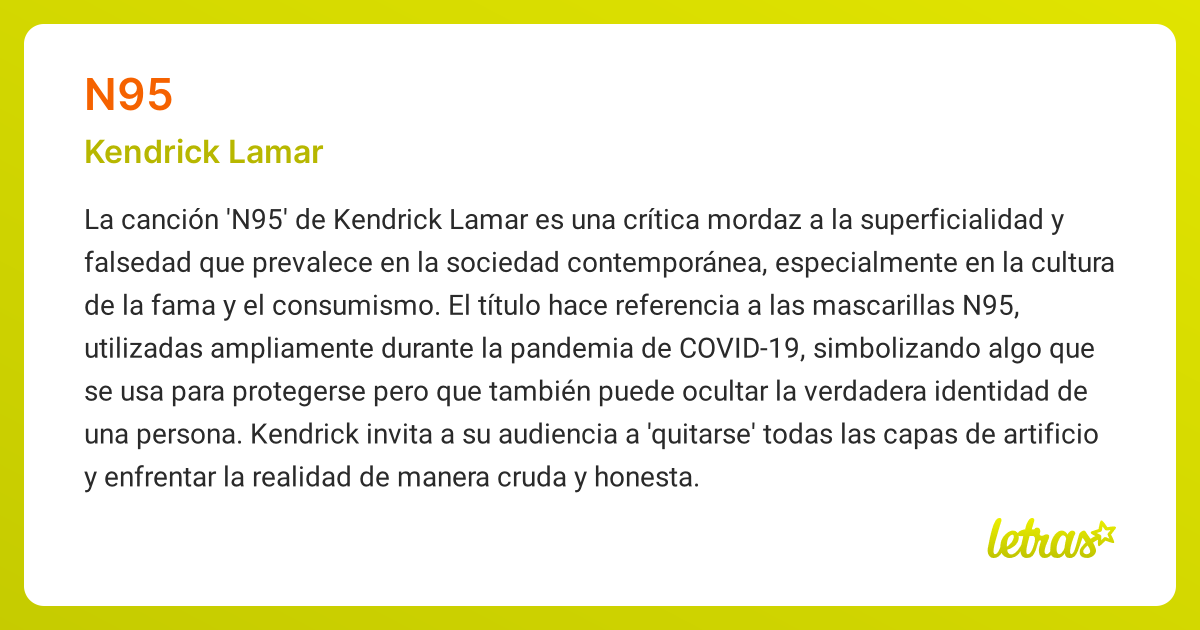 Significado de la canción N95 (Kendrick Lamar) - LETRAS.COM
