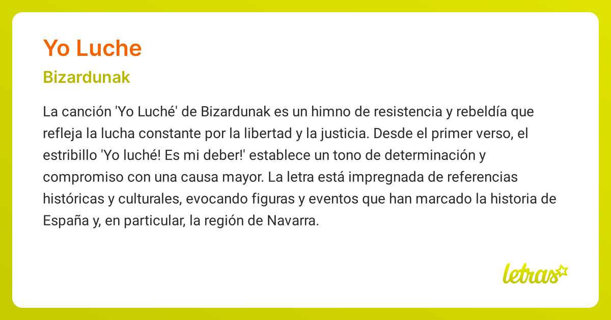 Significado de la canción YO LUCHE (Bizardunak) - LETRAS.COM