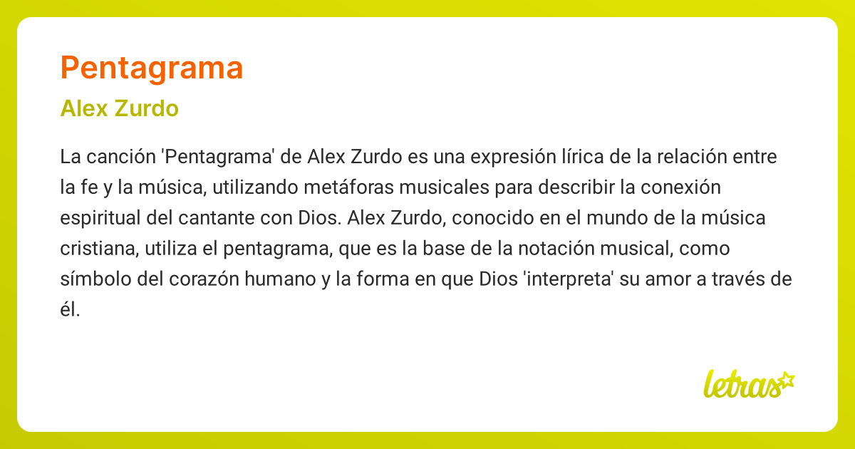 Significado de la canción PENTAGRAMA (Alex Zurdo) - LETRAS.COM