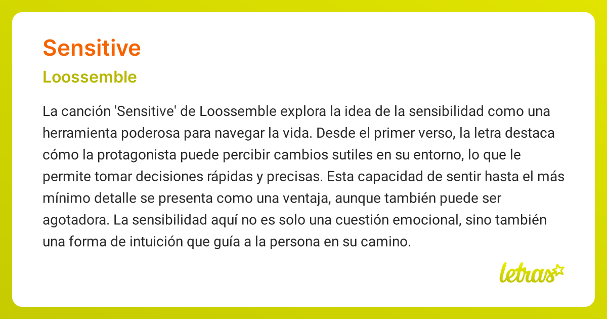Significado de la canción SENSITIVE (Loossemble) - LETRAS.COM