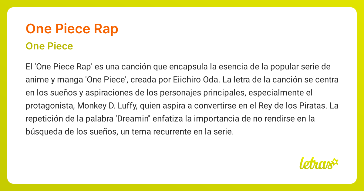 Significado de la canción ONE PIECE RAP (One Piece) - LETRAS.COM