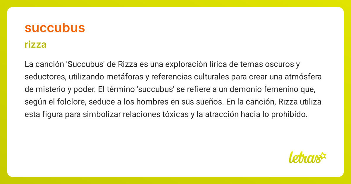 Significado de la canción SUCCUBUS (rizza) - LETRAS.COM