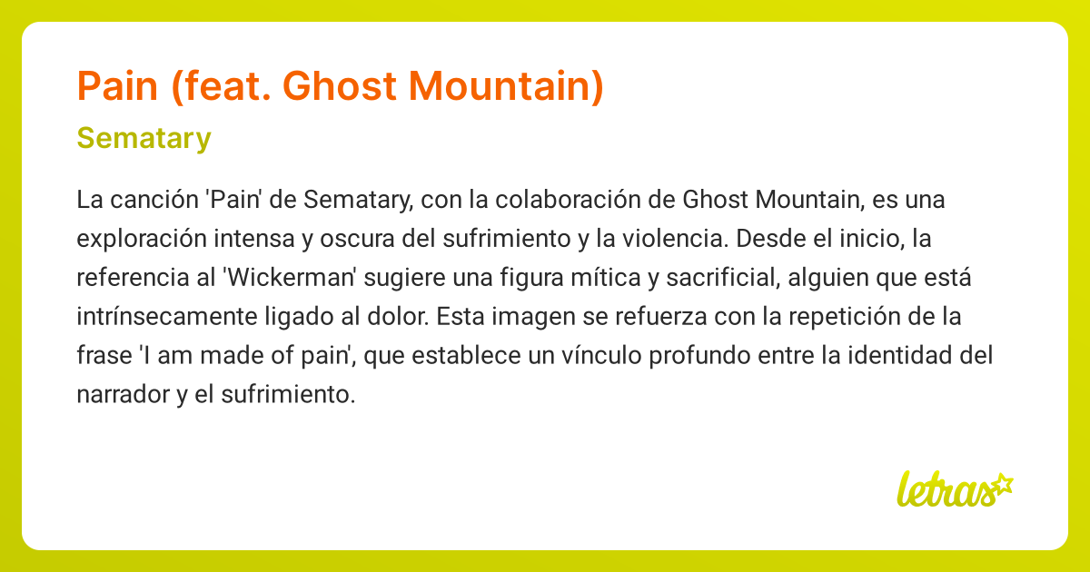 Significado de la canción PAIN (FEAT. GHOST MOUNTAIN) (Sematary ...