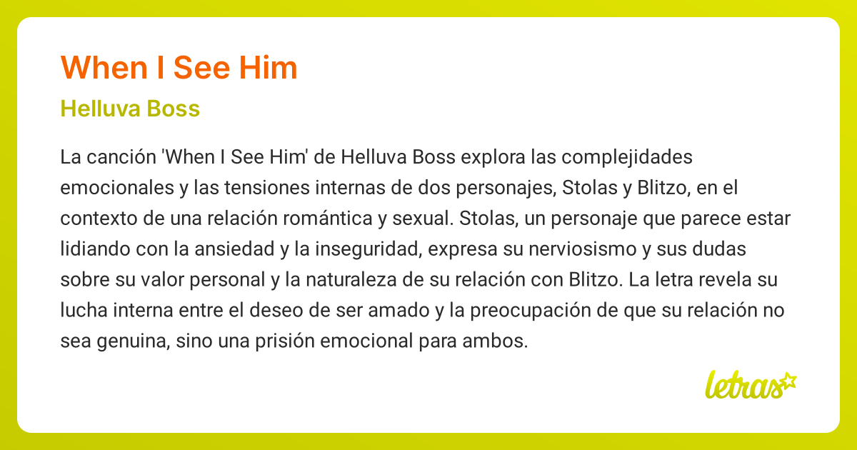 Significado de la canción WHEN I SEE HIM (Helluva Boss) - LETRAS.COM