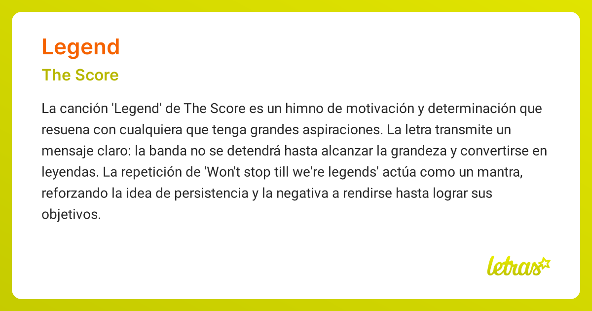Significado de la canción LEGEND (The Score) - LETRAS.COM