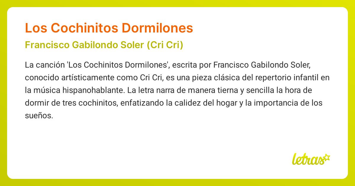 Significado de la canción LOS COCHINITOS DORMILONES (Francisco ...